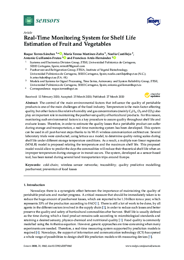(PDF) Real-Time Shelf Life Monitoring for Produce