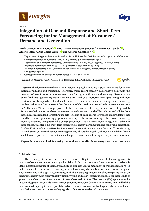 (PDF) Integration of Demand Response and Short-Term Forecasting for the Management of Prosumers ...