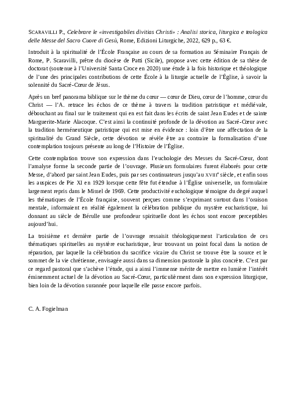 (DOC) Scaravilli P., Celebrare le «investigabiles divitias Christi ...