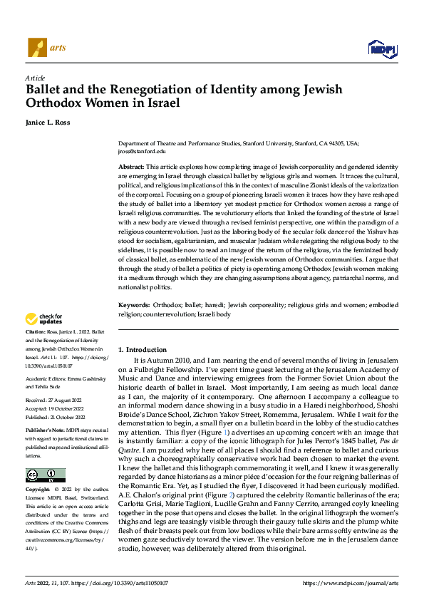 (PDF) Ballet and the Renegotiation of Identity among Jewish Orthodox ...