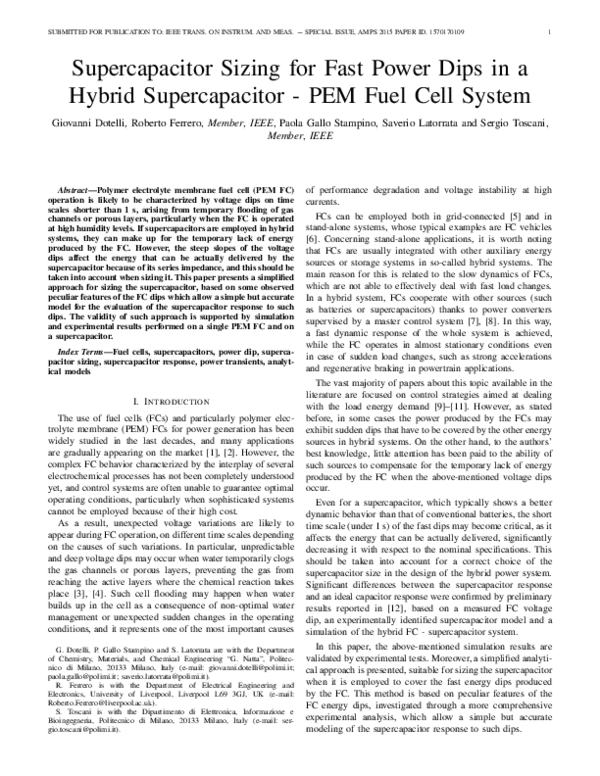 (PDF) Supercapacitor Sizing for Fast Power Dips in a Hybrid ...