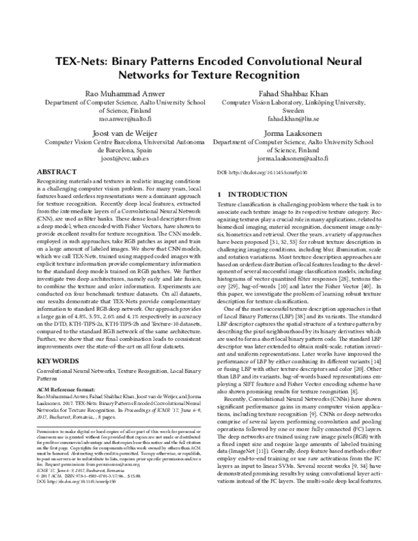 (PDF) TEX-Nets: Binary Patterns Encoded Convolutional Neural Networks ...