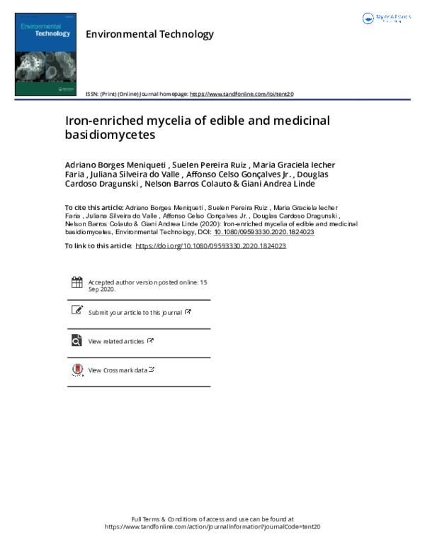 (PDF) Iron-enriched mycelia of edible and medicinal basidiomycetes