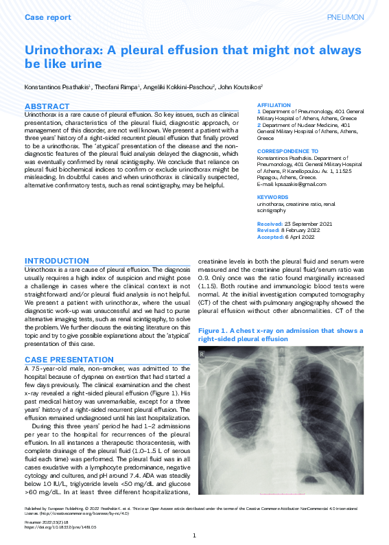 (PDF) Urinothorax: A pleural effusion that might not always be like ...