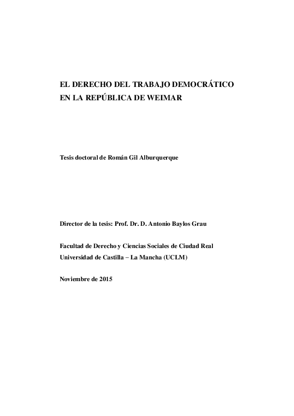 (PDF) El derecho del trabajo democrático en la República de Weimar ...