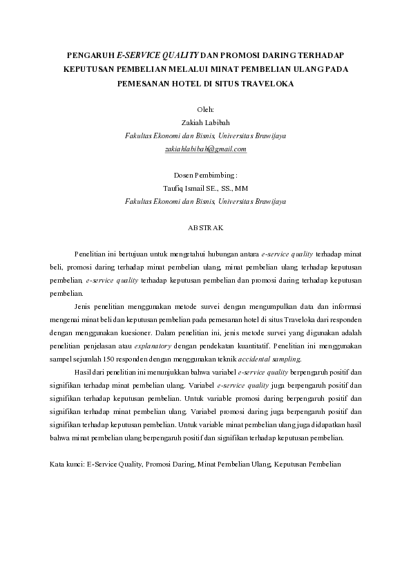 (PDF) Pengaruh E-Service Quality Dan Promosi Daring Terhadap Keputusan ...