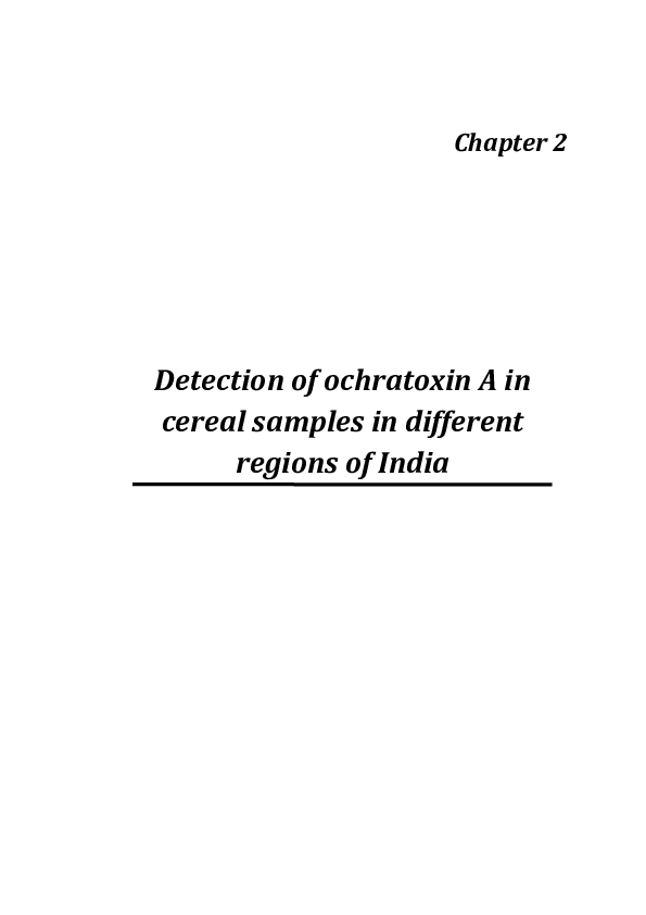Pdf Detection Of Ochratoxin A In Wheat Samples In Different Regions Of India Rahul Kumar