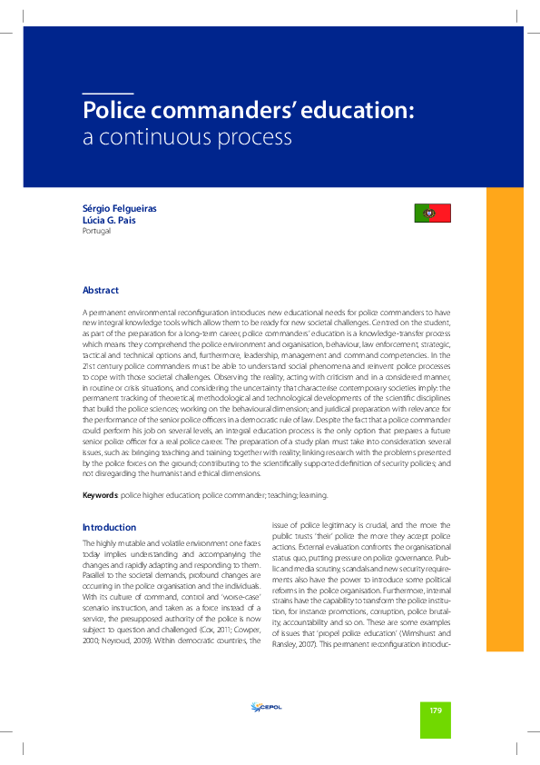 (PDF) Police commanders’ education: a continuous process | Sérgio ...