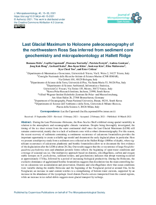(PDF) Last Glacial Maximum to Holocene paleoceanography of the northwestern Ross Sea inferred ...