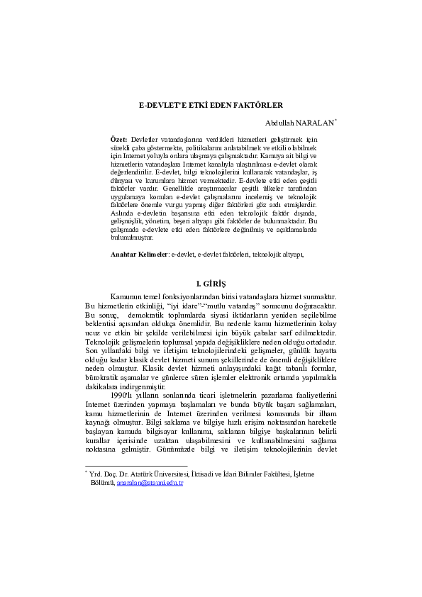 (PDF) E-Devlet'e Etki̇ Eden Faktörler