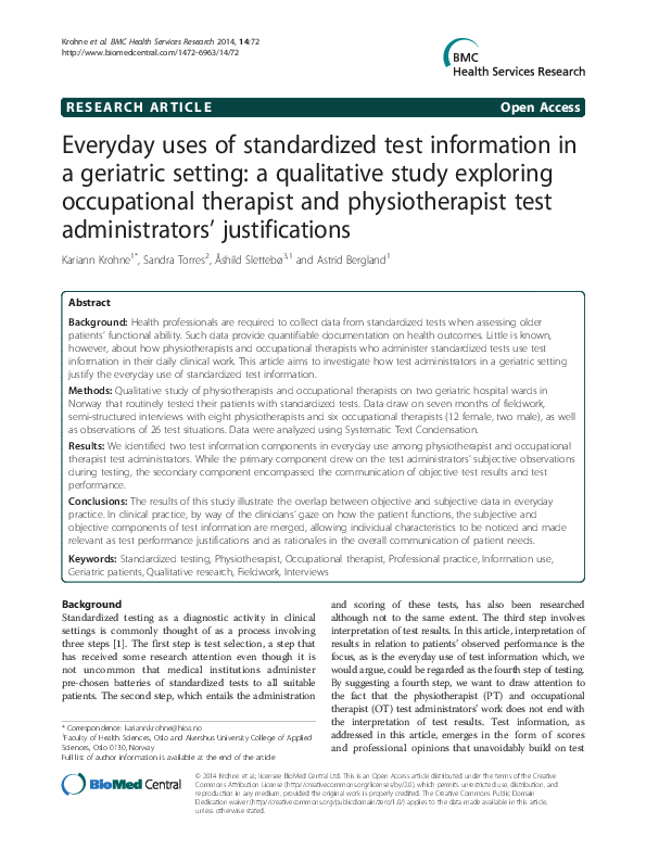 (PDF) Everyday uses of standardized test information in a geriatric ...