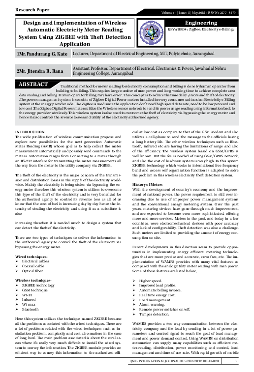 (PDF) Design and Implementation of Wireless Automatic Electricity Meter Reading System Using ...