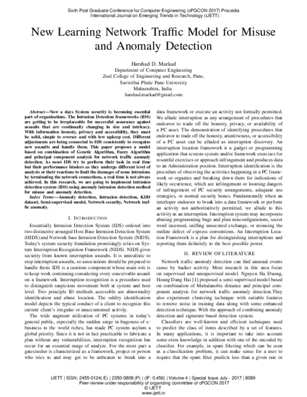 (PDF) New Learning Network Traffic Model for Misuse and Anomaly Detection