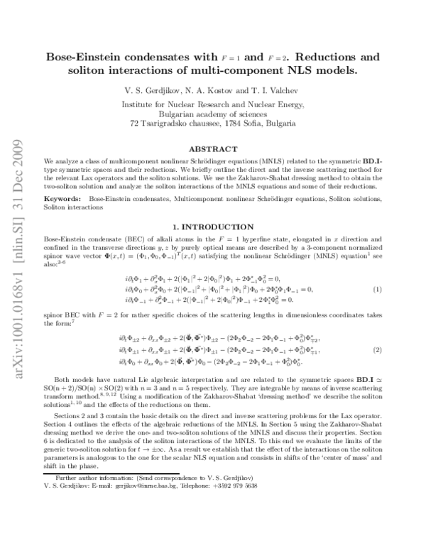 (PDF) Bose-Einstein condensates with F=1 and F=2: reductions and ...