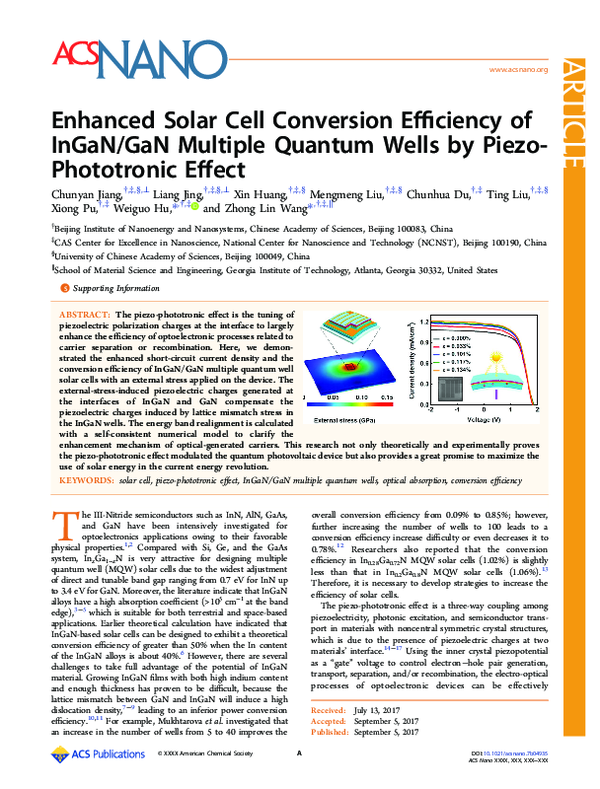 (PDF) Enhanced Solar Cell Conversion Efficiency of InGaN/GaN Multiple ...