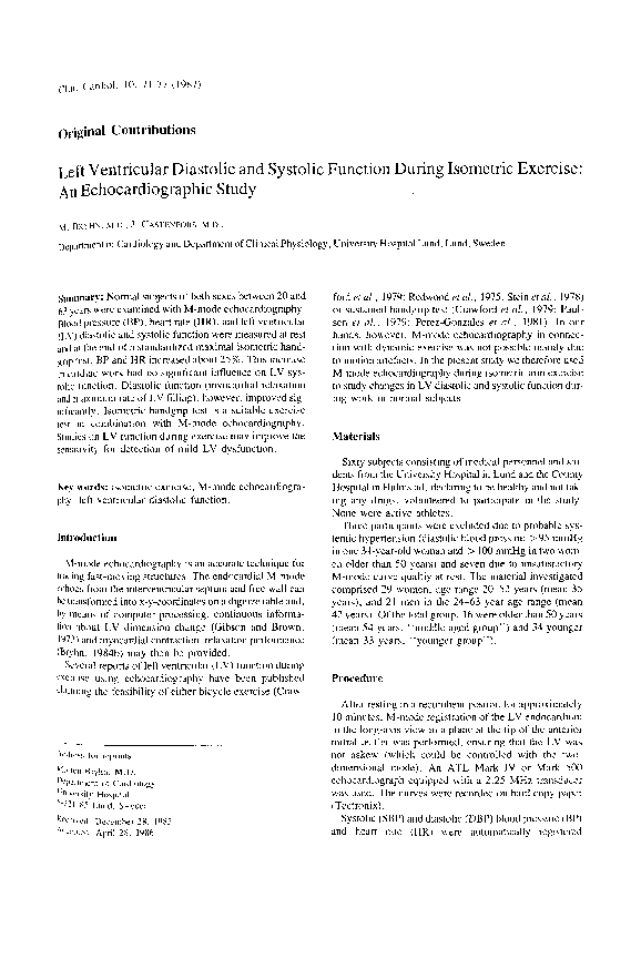 (PDF) Left ventricular diastolic and systolic function during isometric exercise: An ...