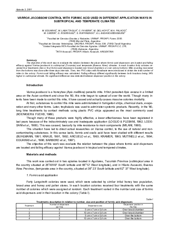 (PDF) Varroa jacobsoni control with formic acid used in different ...