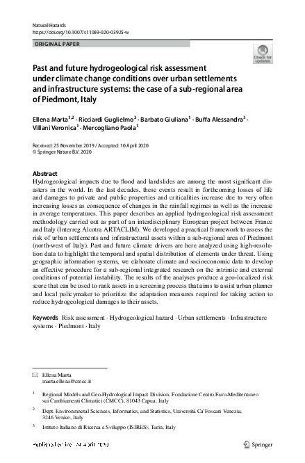 (PDF) Past and future hydrogeological risk assessment under climate ...