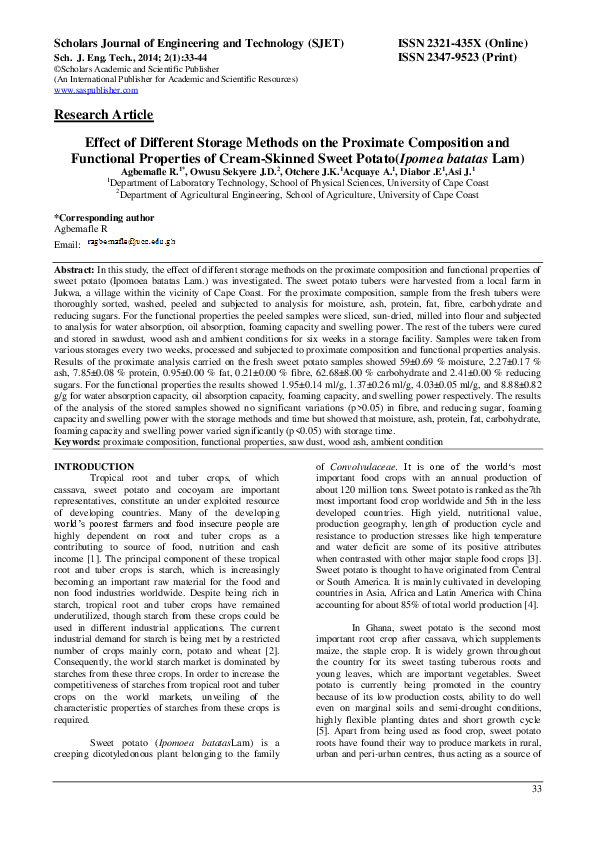 Pdf Effect Of Different Storage Methods On The Proximate Composition
