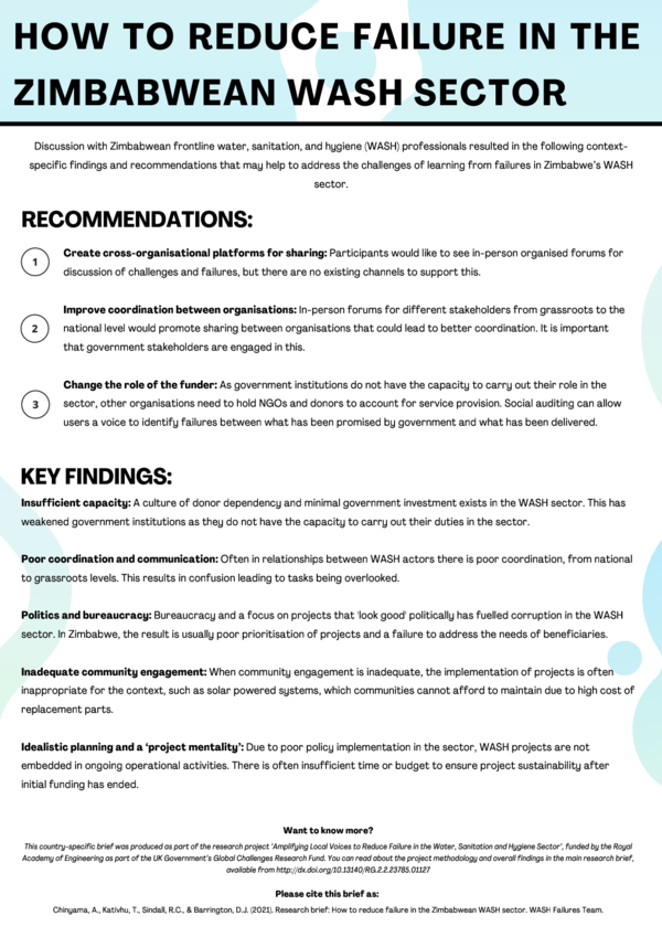 (PDF) How to reduce failure in the Zimbabwean WASH sector