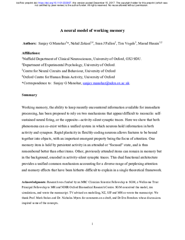 (PDF) Neural mechanisms of attending to items in working memory