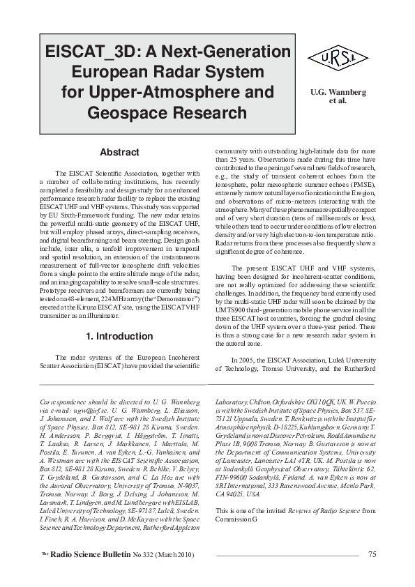 (PDF) EISCAT_3D: A Next-Generation European Radar System for Upper ...