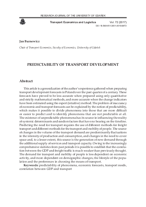 (PDF) Predictability of Transport Development