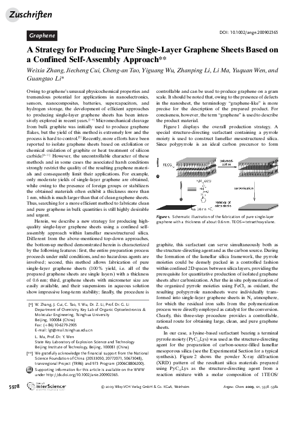 (PDF) A Strategy for Producing Pure Single-Layer Graphene Sheets Based on a Confined Self ...