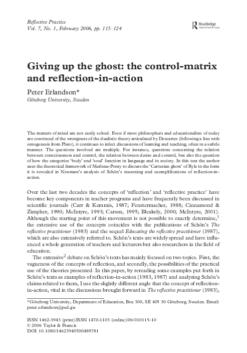 (PDF) Giving up the ghost: the control‐matrix and reflection‐in‐action