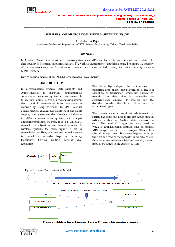 (PDF) WIRELESS COMMUNICATION SYSTEM: SECURITY ISSUES (PDF) WIRELESS COMMUNICATION SYSTEM: SECURITY ISSUES