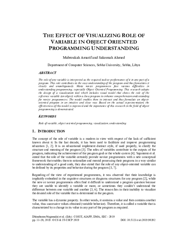 (PDF) Visualizing Variable Roles in OOP Education