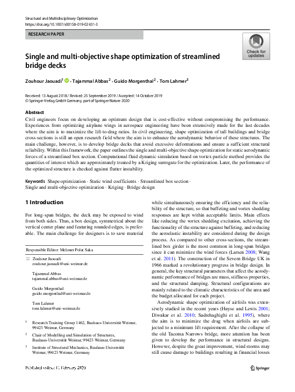 Pdf Single And Multi Objective Shape Optimization Of Streamlined