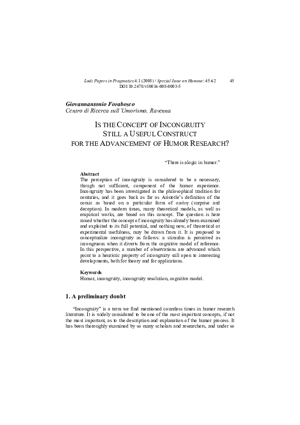 (PDF) Is the Concept of Incongruity Still a Useful Construct for the ...