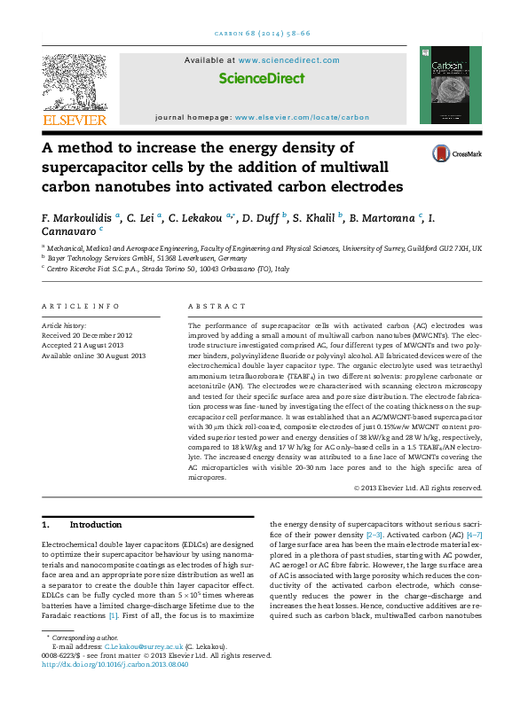 (PDF) A method to increase the energy density of supercapacitor cells by the addition of ...