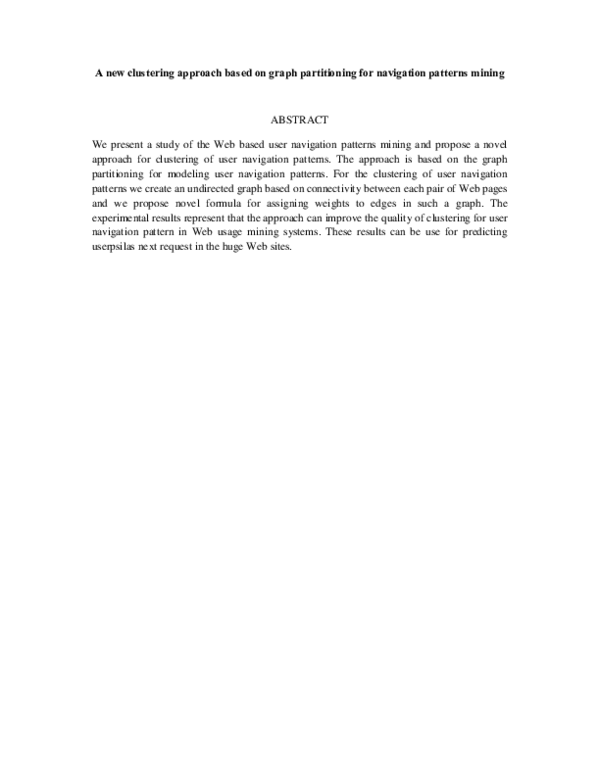 Pdf A New Clustering Approach Based On Graph Partitioning For Navigation Patterns Mining Ali
