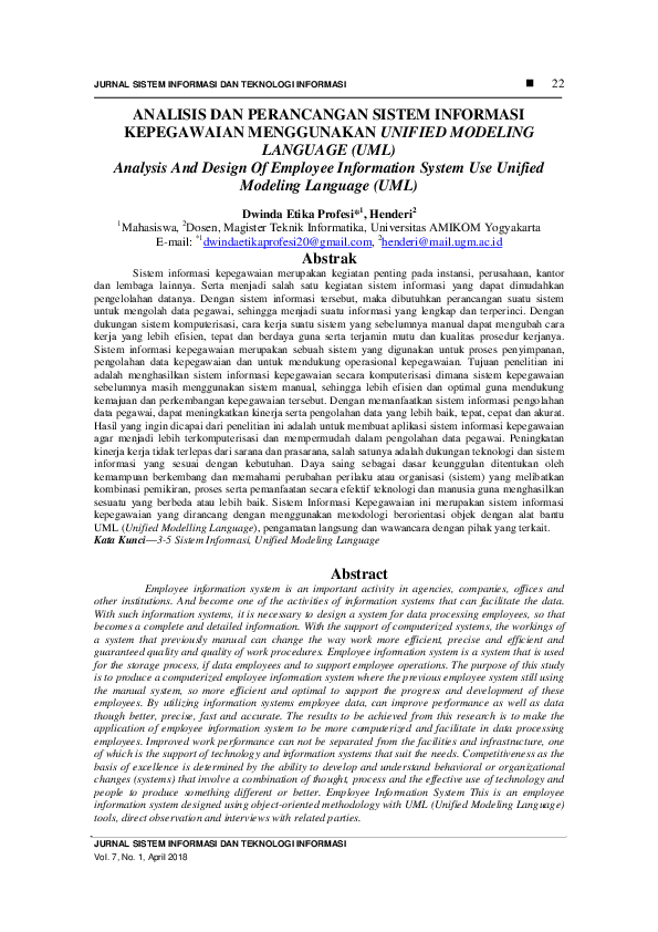 (PDF) Analisis Dan Perancangan Sistem Informasi Kepegawaian Menggunakan Unified Modeling ...