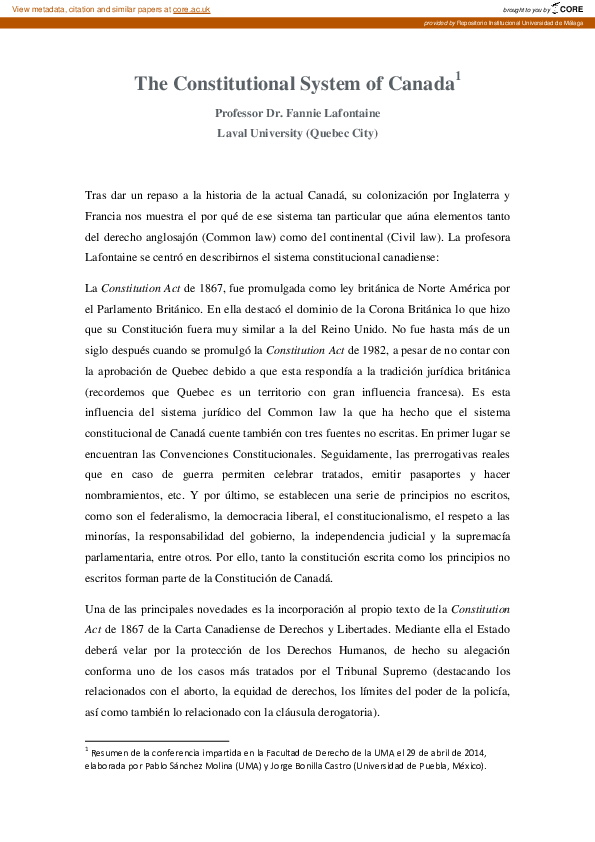 (PDF) The constitutional system of Canada