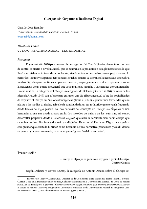 (PDF) Cuerpos sin Órganos o Realismo Digital