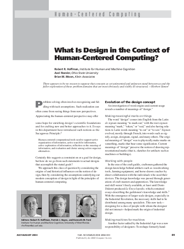 (PDF) What is design in the context of human-centered computing?