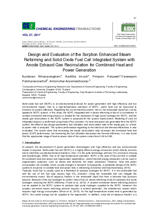 (PDF) Design and Evaluation of the Sorption Enhanced Steam Reforming ...