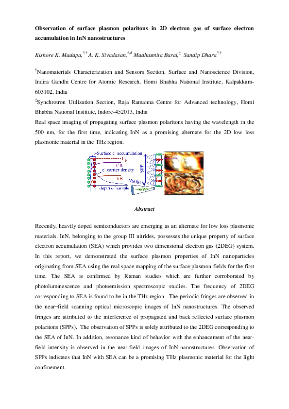 (PDF) Observation of surface plasmon polaritons in 2D electron gas of surface electron ...