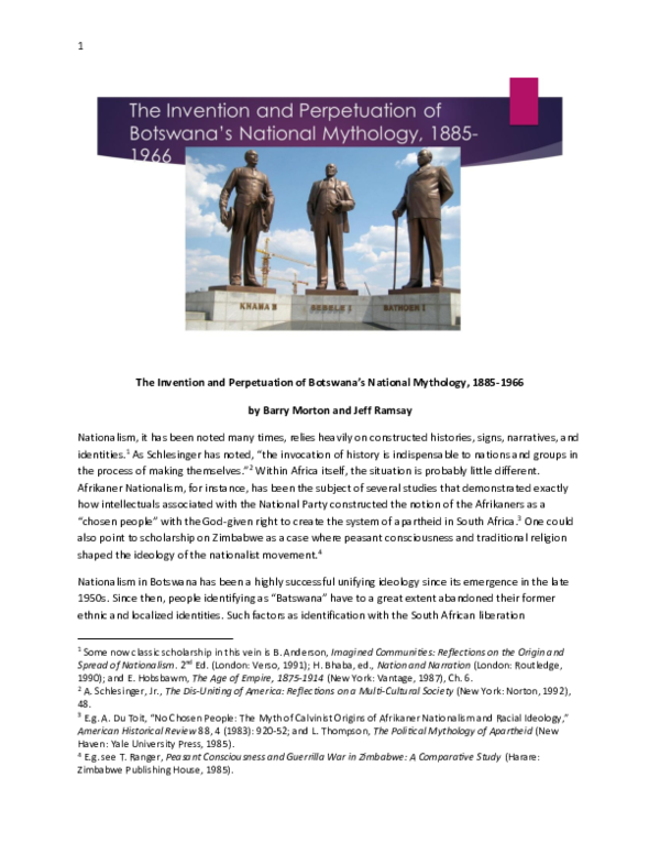 (PDF) The Invention and Perpetuation of Botswana’s National Mythology ...