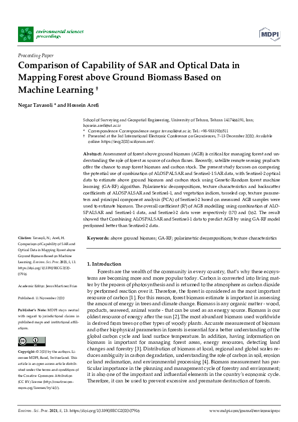 (PDF) Comparison of Capability of SAR and Optical Data in Mapping Forest above Ground Biomass ...