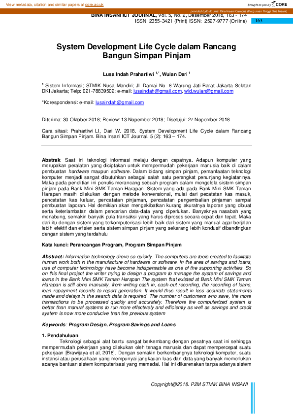 (PDF) System Development Life Cycle dalam Rancang Bangun Simpan Pinjam