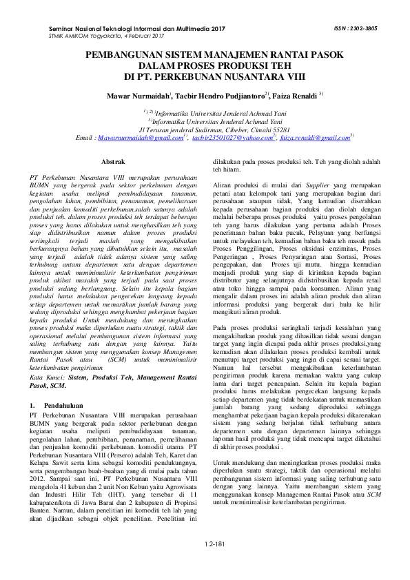(PDF) Pembangunan Sistem Manajemen Rantai Pasok DI Pt. Perkebunan ...