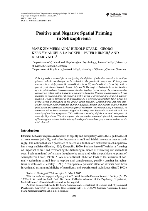 (PDF) Positive and Negative Spatial Priming in Schizophrenia