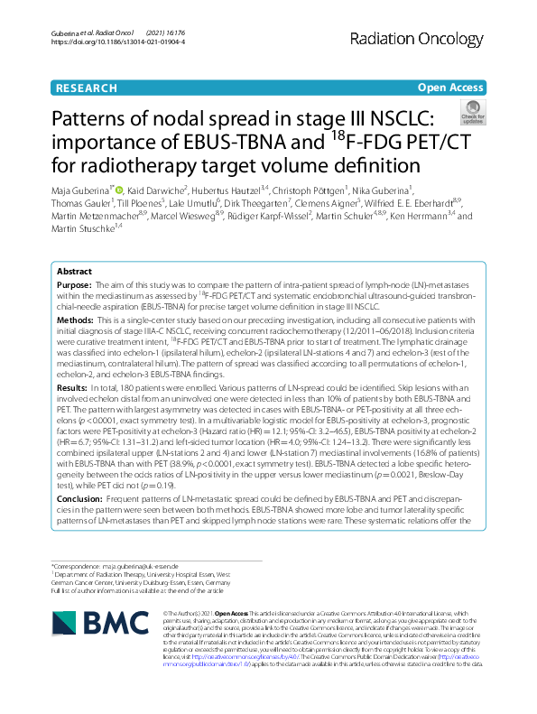 (PDF) Patterns of nodal spread in stage III NSCLC: importance of EBUS ...