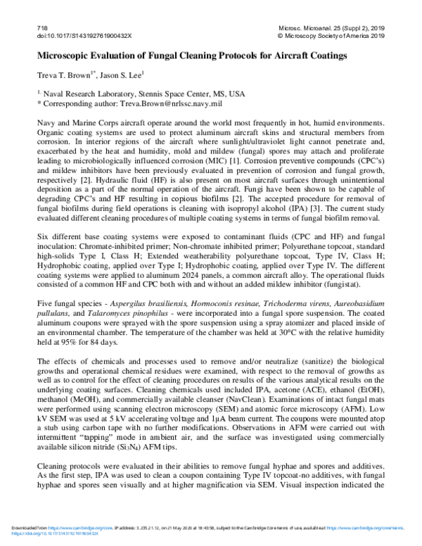 (PDF) Microscopic Evaluation of Fungal Cleaning Protocols for Aircraft ...