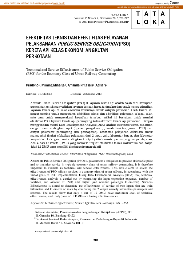 (PDF) Efektifitas Teknis Dan Efektifitas Pelayanan Pelaksanaan Public ...