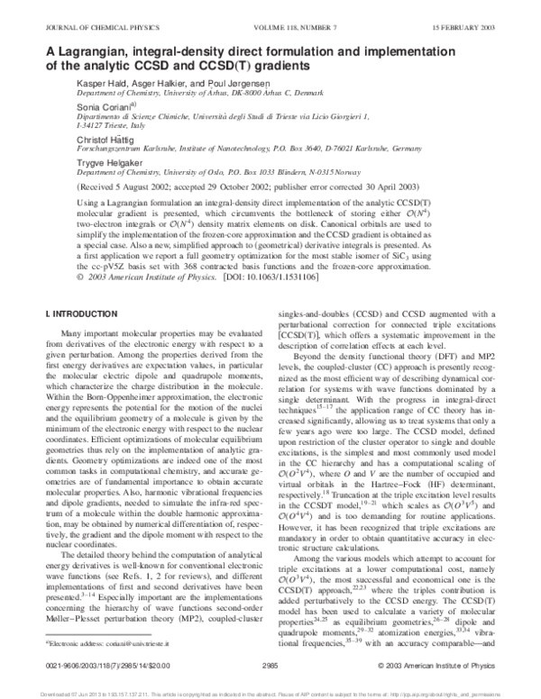 A Lagrangian Integral Density Direct Formulation And Implementation Of The Analytic Ccsd And